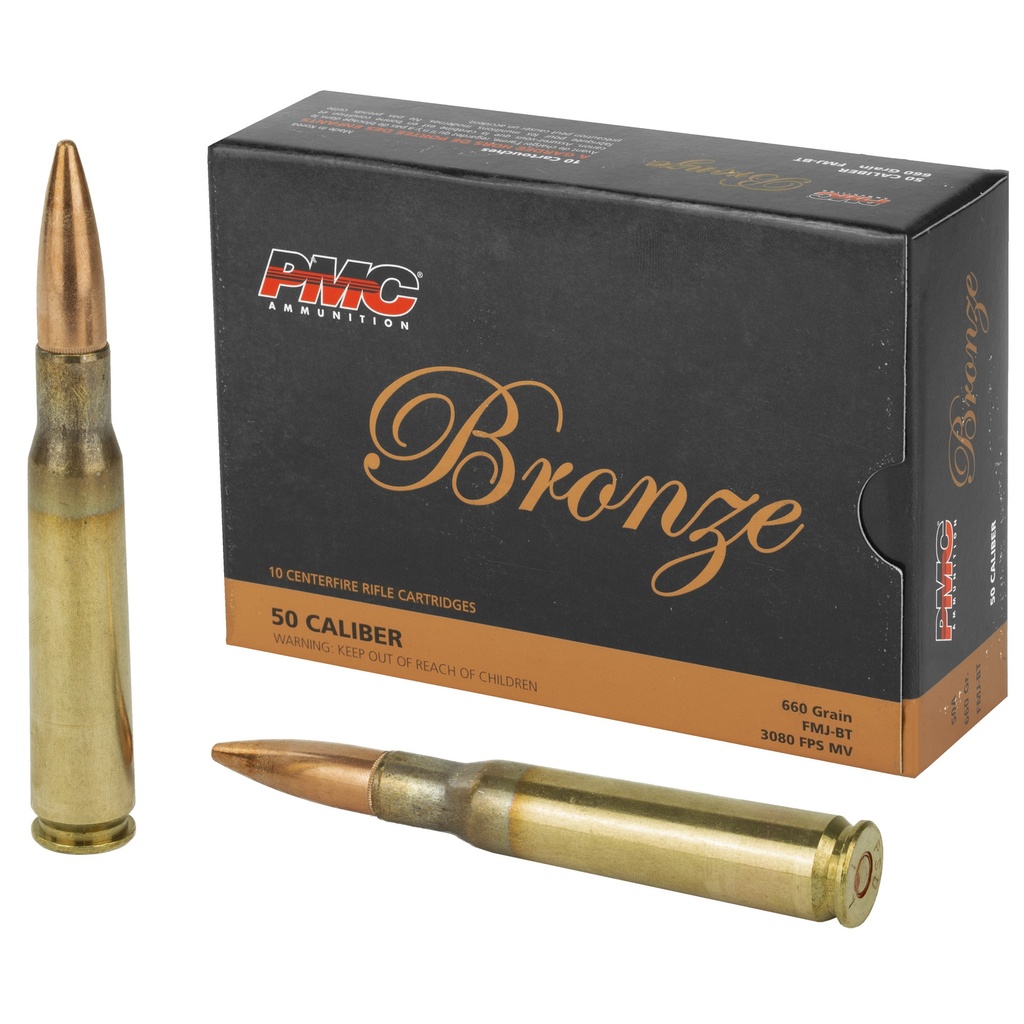 PMC Bronze .50 BMG 660gr FMJ-BT 10 Round Box | JJ Gun Supply ...